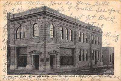 Hope Arkansas Citizens Bank Street View Antique Postcard K43390 | eBay