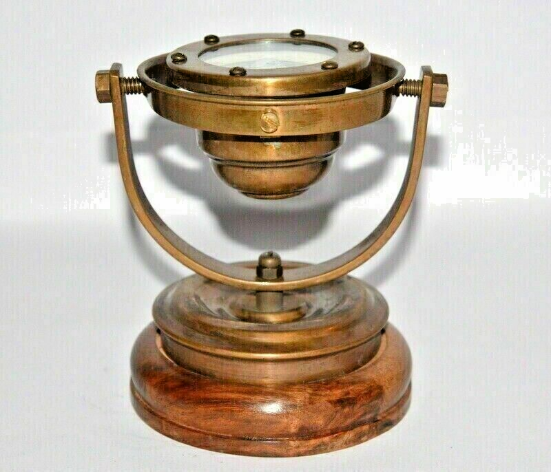 Nautical Brass Gimballed Compass Vintage Ship's Binnacle Antique ...