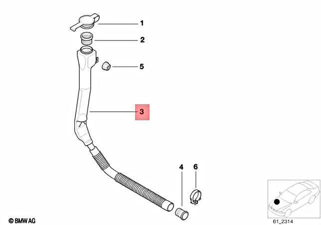 Genuine BMW E39 Windshield Washer Fluid Reservoir Filler Pipe OEM ...