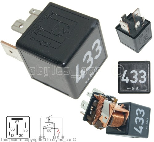3D0951253A Audi VW Seat Main Current Relay No.433 5-Pin 12V Black ...