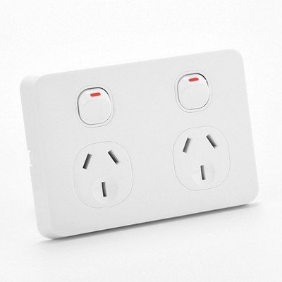 Slimline Iconic Edge Double Power Point GPO Outlet Switch Electrical ...