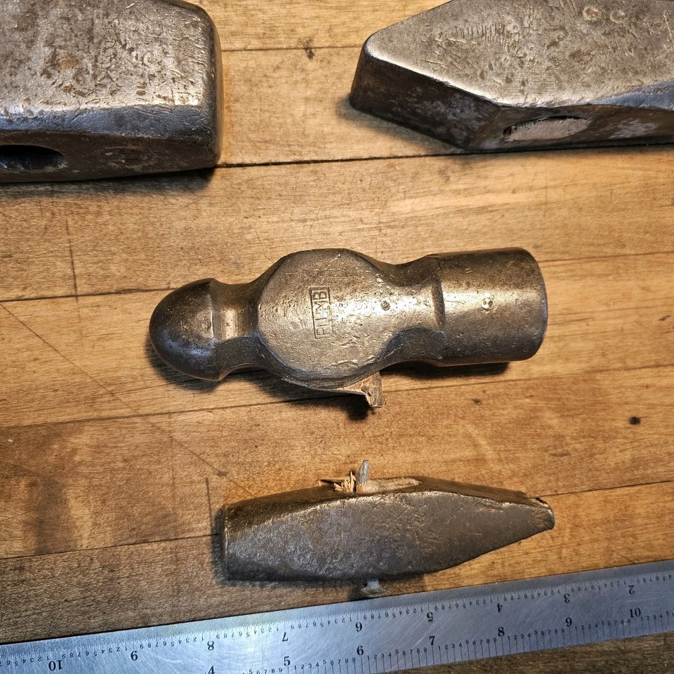ANTIQUE BLACKSMITH & Railroad HAMMER Heads Lot Metalsmith Tools ATHA ...