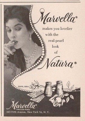 Marvella Makes You Look Lovelier with Real Pearl Look Print Ad 1954 | eBay