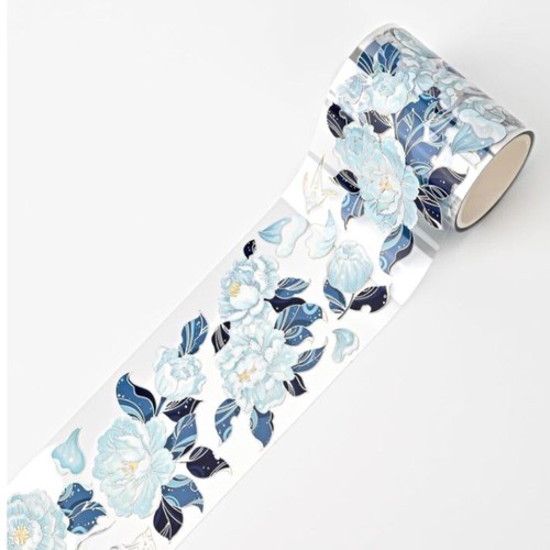 PET Flower Tape Blue Transparent Tape Journaling Supplies Decorative ...