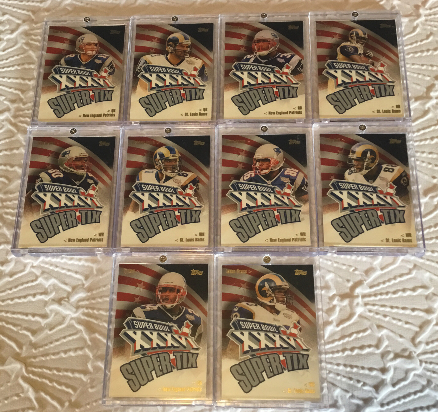 2002 Topps Super Tix Complete 10 Card Set Of Tom Brady 1st Super Bowl ...