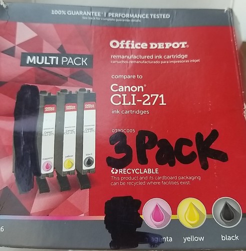 Office Depot CANON CLI-271 Multi Pack Ink Cartridges 3 Pack Black Yellow Magenta | eBay
