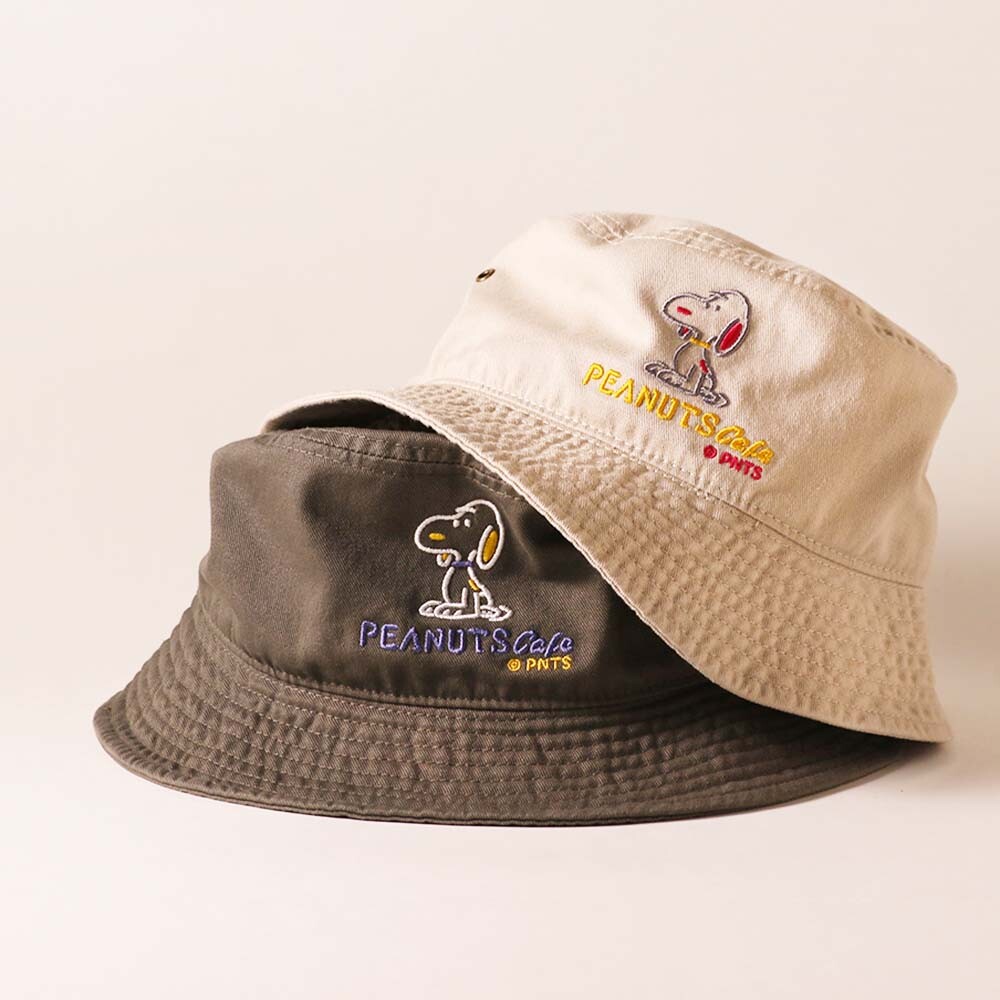 Peanuts Snoopy Peanuts Cafe Bucket Hat Navy Green Beige Cotton 100% Japan | eBay