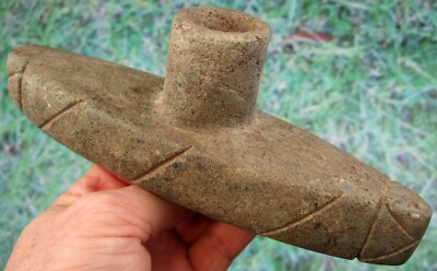 Rare Super Fine 7 13/16 inch Engraved Canoe Effigy Platform Pipe COA ...