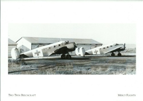 *Oregon/Mercy Flights Postcard-"Two Twin Beechcraft" -Air Force Suplus ...