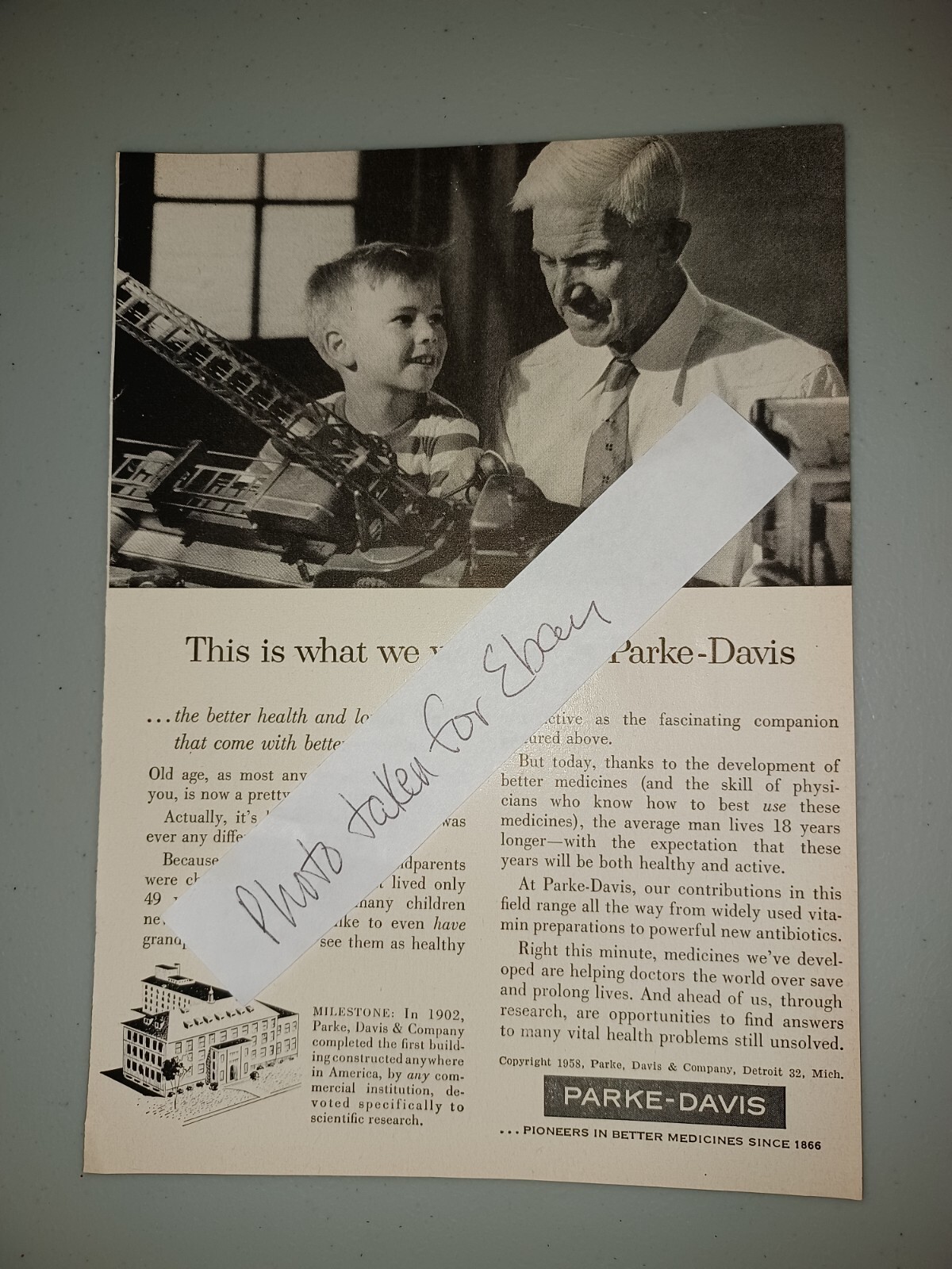 Parke-Davis Pharmaceutical Company Pfizer Vintage 1958 5x7 Magazine Ad ...