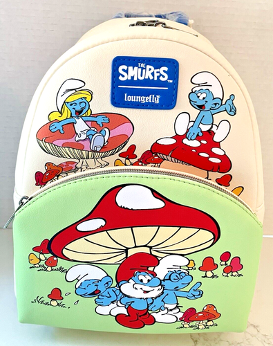 Loungefly The Smurfs Mushrooms Smurfette Papa Smurf Mini Backpack NWT ...
