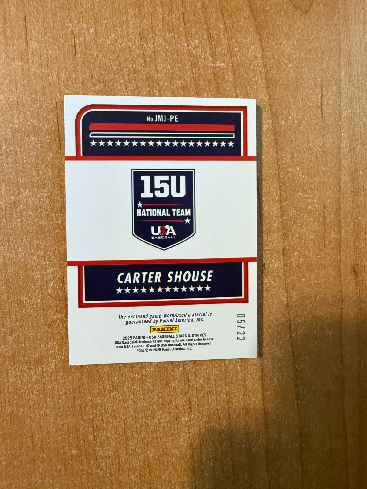 2025 Panini Stars and Stripes - Jumbo Materials Carter Shouse #JMJ-PE ...