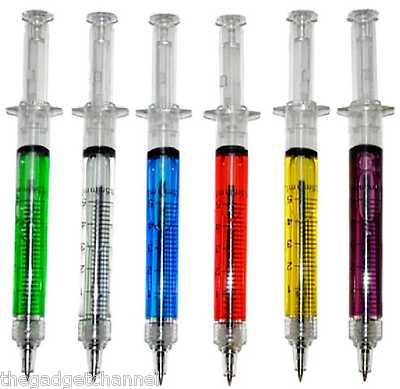 SYRINGE SHAPE PENS COOL WEIRD GADGET NURSE VET DOCTOR NOVELTY GIFT ...