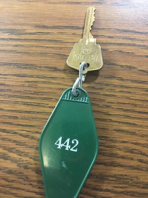 Vintage motel key w/ fob green #442 | eBay