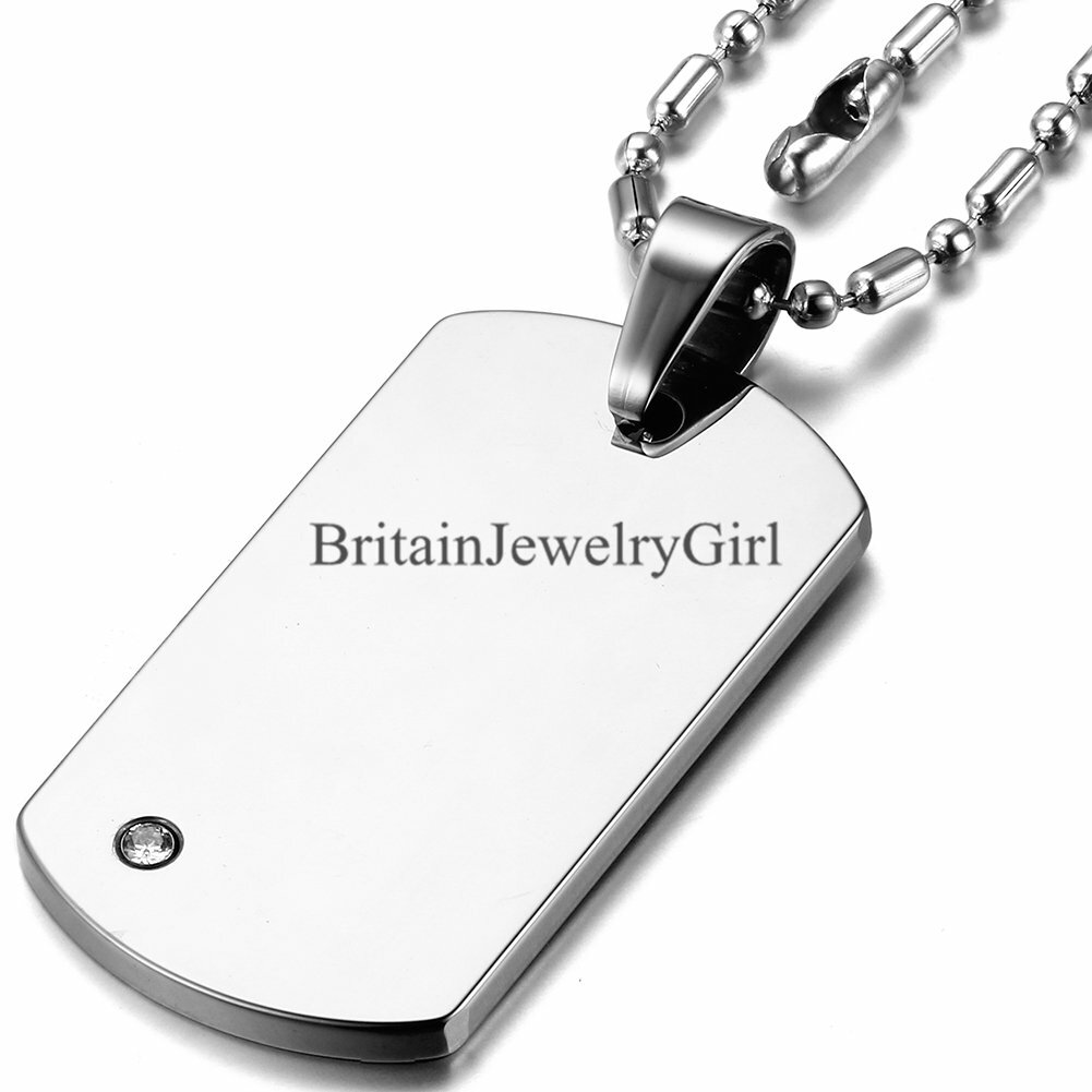 High Polished Men Tungsten Steel Military Army Dog Tag Pendant Chain ...