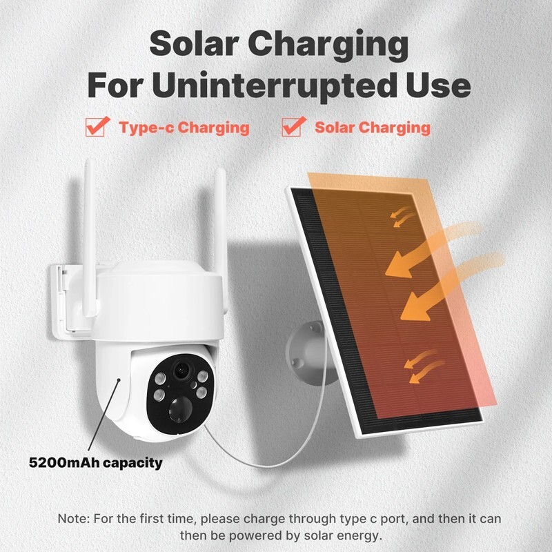 Outdoor Security Camera 2K HD Solar Cloud IP Waterproof Night Vision 2. ...