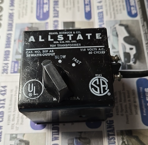VINTAGE ALLSTATE TOY TRANSFORMER, 115 VOLTS A.C. SEARS, ROEBUCK & CO ...