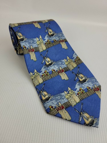 Robin Ruth Neck Tie Collections Amsterdam Blue W Windmills Mens | eBay