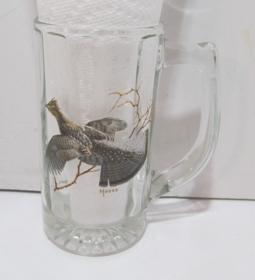 David Maass Wildlife Artist RUFFED GROUSE Clear Glass Beer Stein Mug | eBay