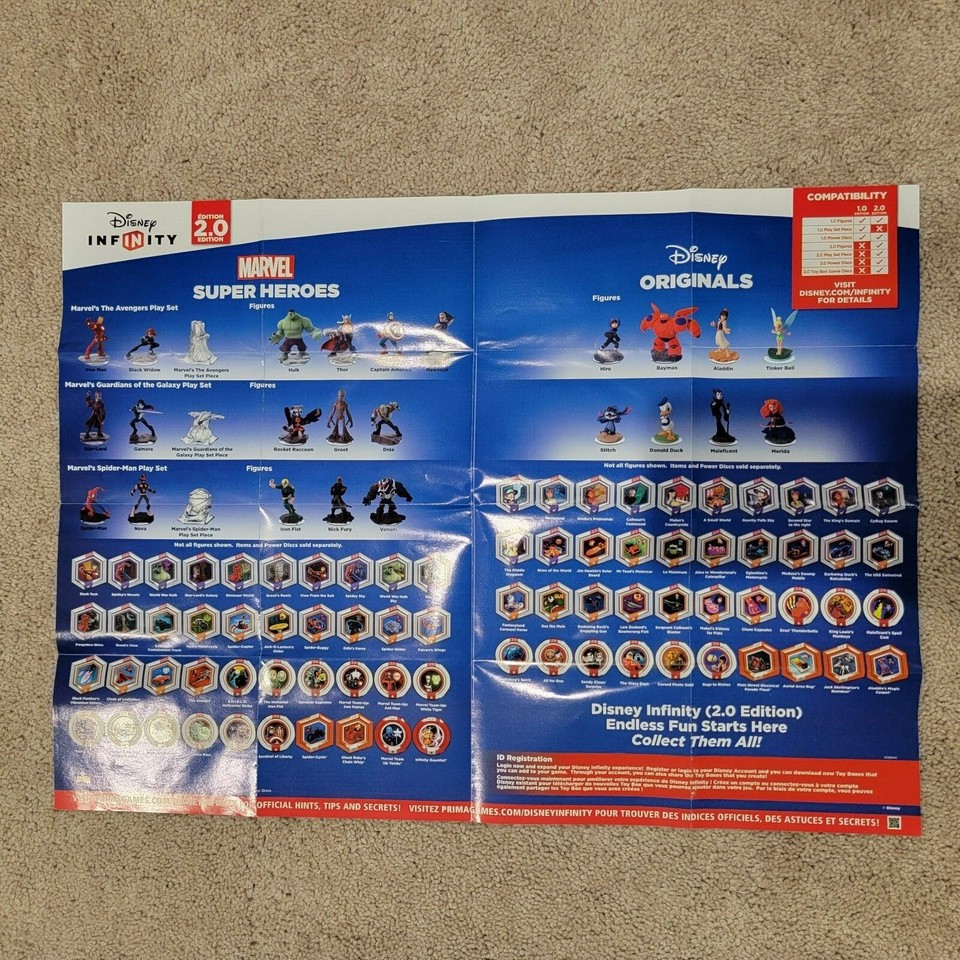 Disney Infinity 2.0 Poster: Originals/Marvel & Power Disc Checklist ...