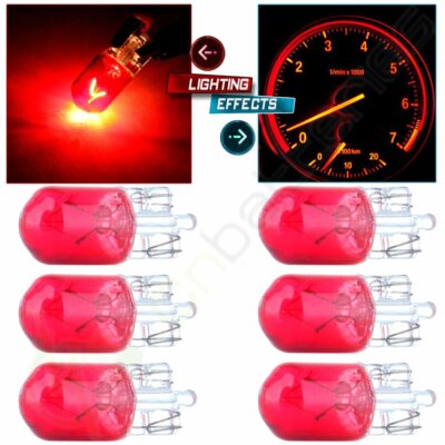 6Pcs Red Instrument Panel Light Dash Cluster Pane Halogen Bulbs T10 194 ...