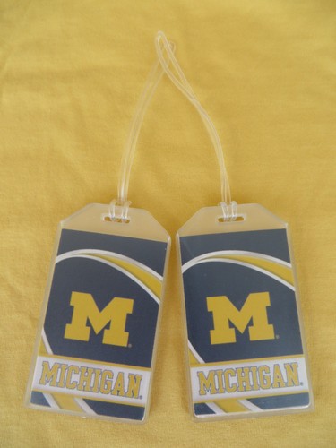 UNIVERSITY of MICHIGAN CUSTOM LUGGAGE TAGS SET of 2 - VORTEX - NAME BAG ...