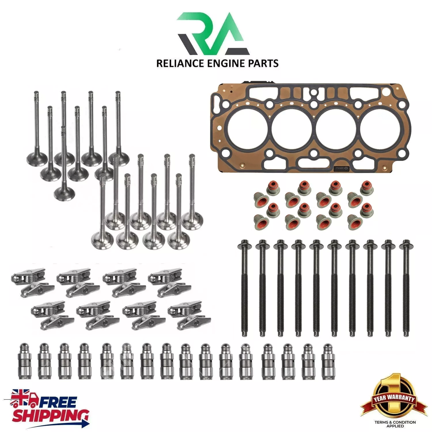 EX VALVES HEAD GASKET REBUILD KIT PEUGEOT CITROEN VAUXHALL DV5 1.5 D ...