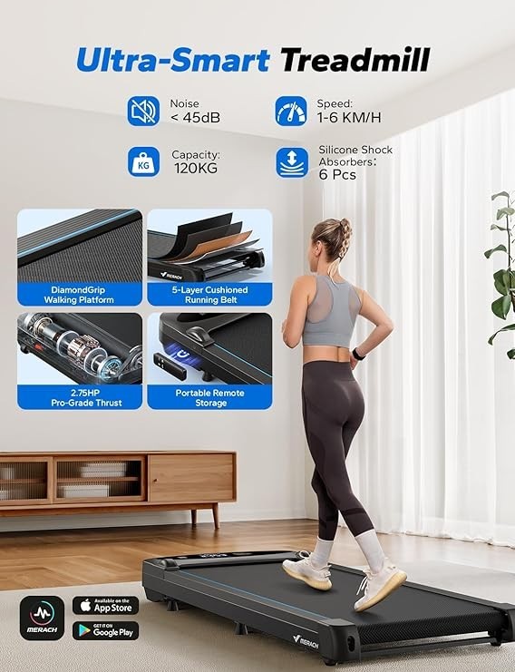 MERACH Electric Quiet Under Desk Treadmill for Home Gym Fitness Remote ...