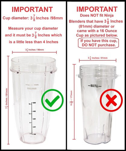 Replacement Cup Jar, Compatible with Nutri Ninja Auto-iQ 1000W and Duo ...