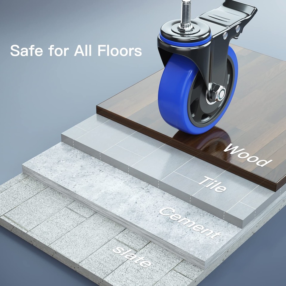 Stem Caster Wheels 4 inch Heavy Duty Threaded Stem Mount Casters Set of ...