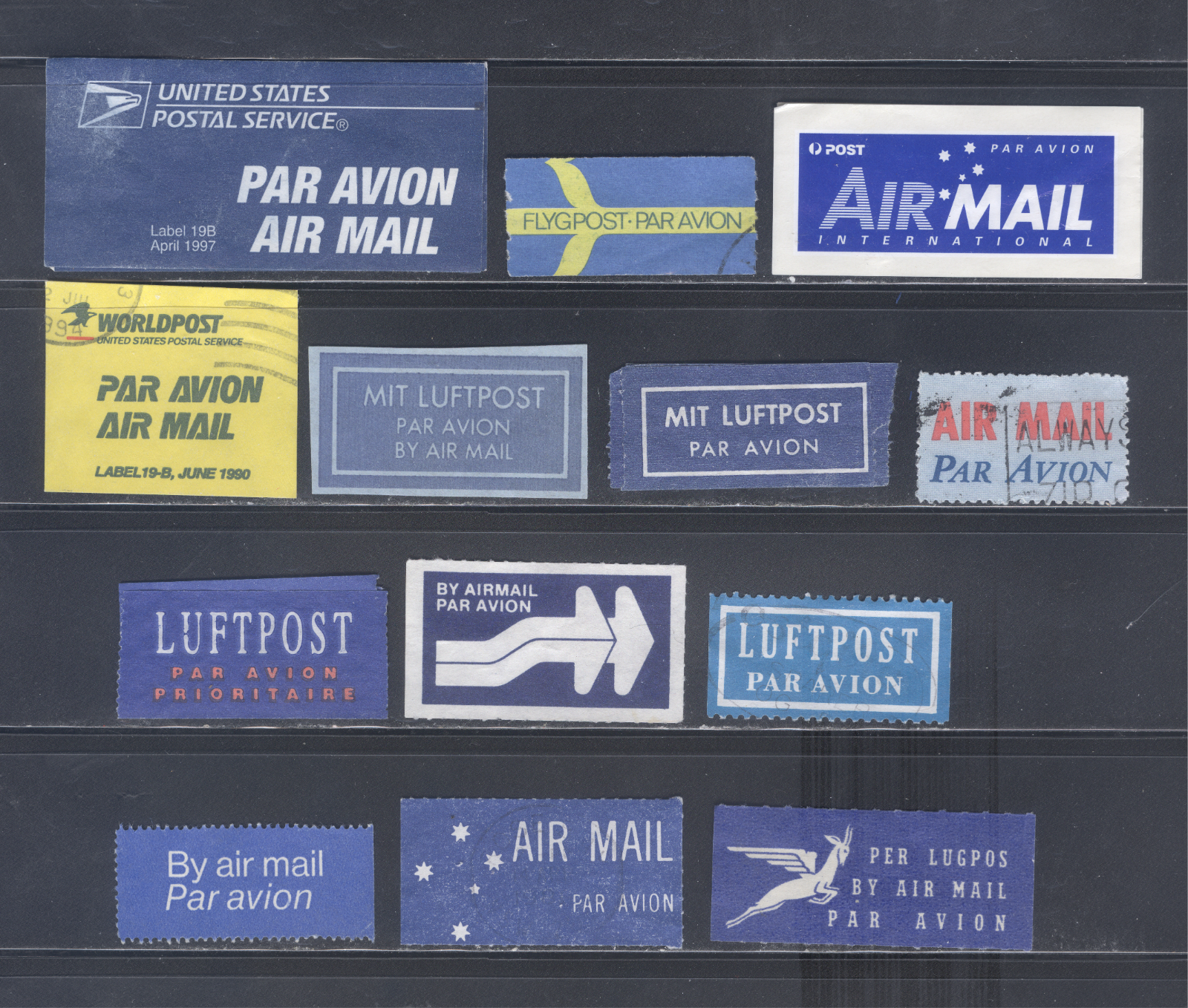 Selection of 13 different International Airmail labels | eBay UK
