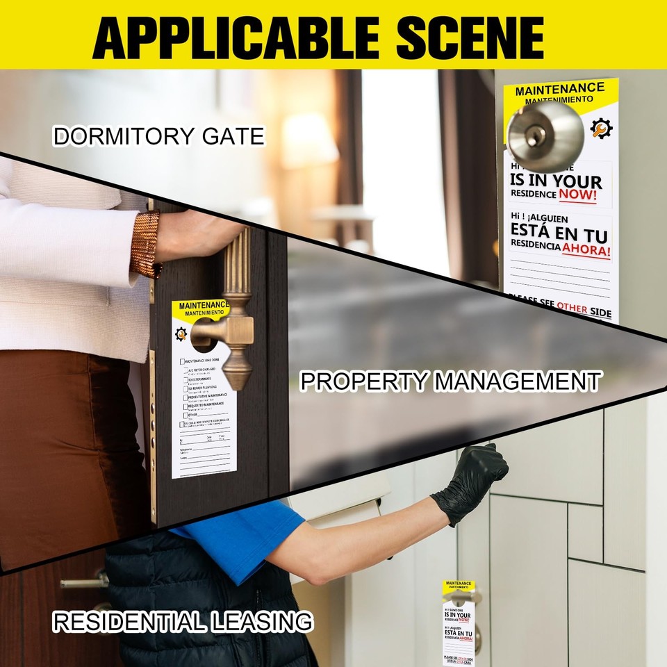 100 PCS Maintenance Door Hanger Tags Bilingual 3.5 X 7.9 in Blank Door ...