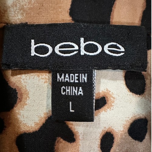 Bebe Women's Animal Print Lace & Ruffle Vneck Hook-Closure Blouse Sz L ...