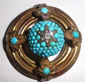 Exquisite antique Etruscan Victorian 18k gold turquoise diamond big ...