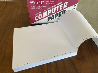 200 Sheets Continuous Fan-Fold Dot Matrix Tractor Feed Printer Paper 9 ...