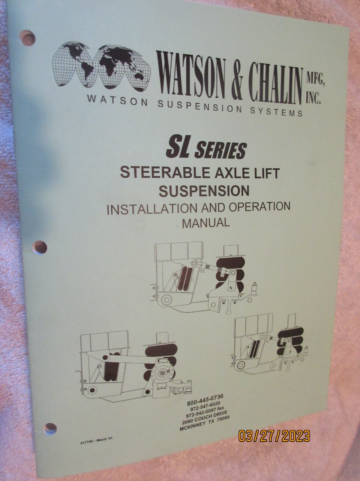 NEW OEM Watson Chalin SL Series Steerable Axle Lift Suspension ...