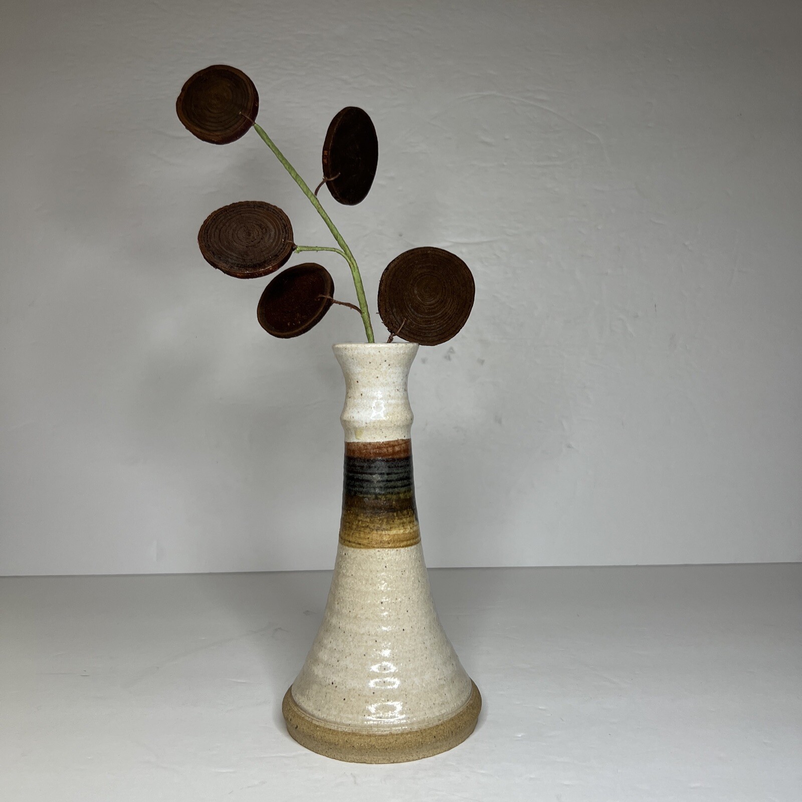 Art Pottery Stoneware Brown Blue Earth Tones Vase | eBay