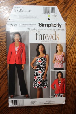 Simplicity 2703 Misses' Jacket Pants Dress Top Sewing Pattern Size 16 ...