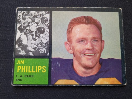 1962 Topps Football Card # 81 Jim Phillips - Los Angeles Rams (VG/EX ...