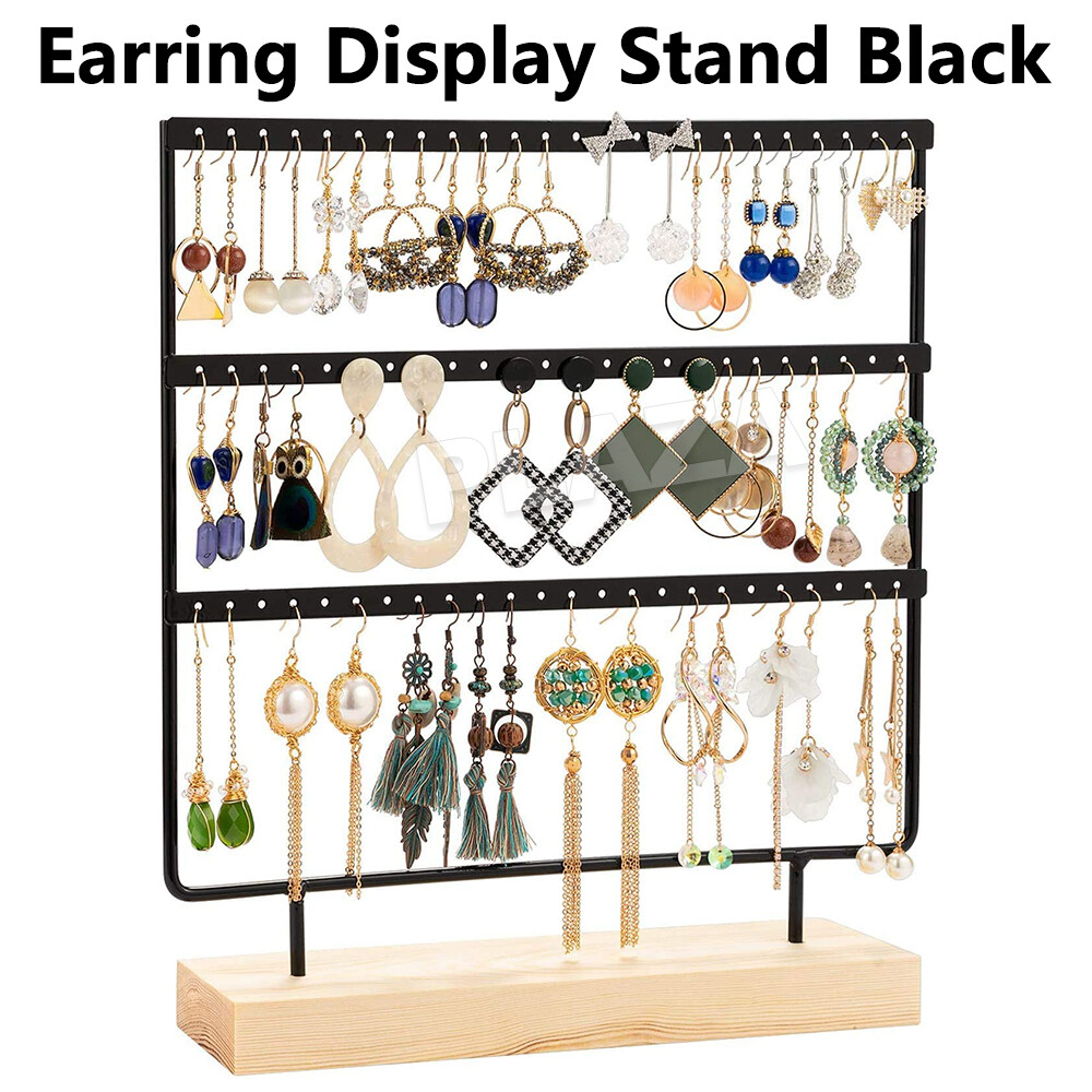 2/3 Layer Wooden Earring Display Stand Holder Jewelry Necklace Rack ...