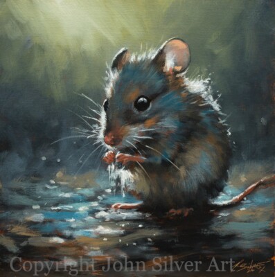 FIELD MOUSE ORIGINAL WILDLIFE FINE ART OIL PAINTING 10" x 10" by JOHN ...