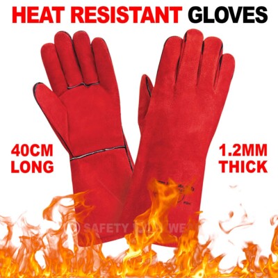 Wood Log Burner Gloves Fire Pit Welding Heat Resistant Leather ...