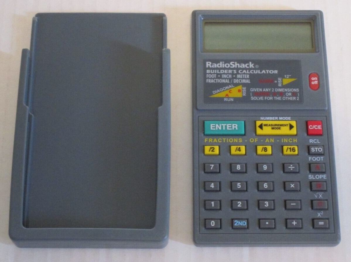 RadioShack Builders Calculator 22-452 Diagonal Fractional Decimal for ...