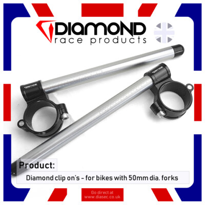 DIAMOND RACE PRODUCTS - 50mm CLIP ON HANDLEBAR SET - Fits: Yamaha YZF ...