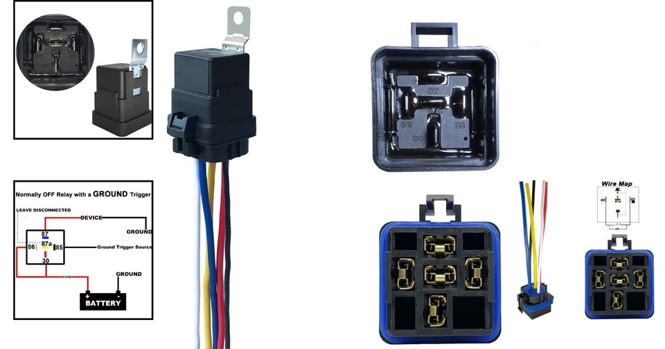 12V DC Automotive Relay Kit - Waterproof 5-PIN SPDT with Pigtail ...