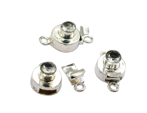 5 Pcs White Topaz Round Box Clasp 1 Strand Sterling Silver Plated | eBay
