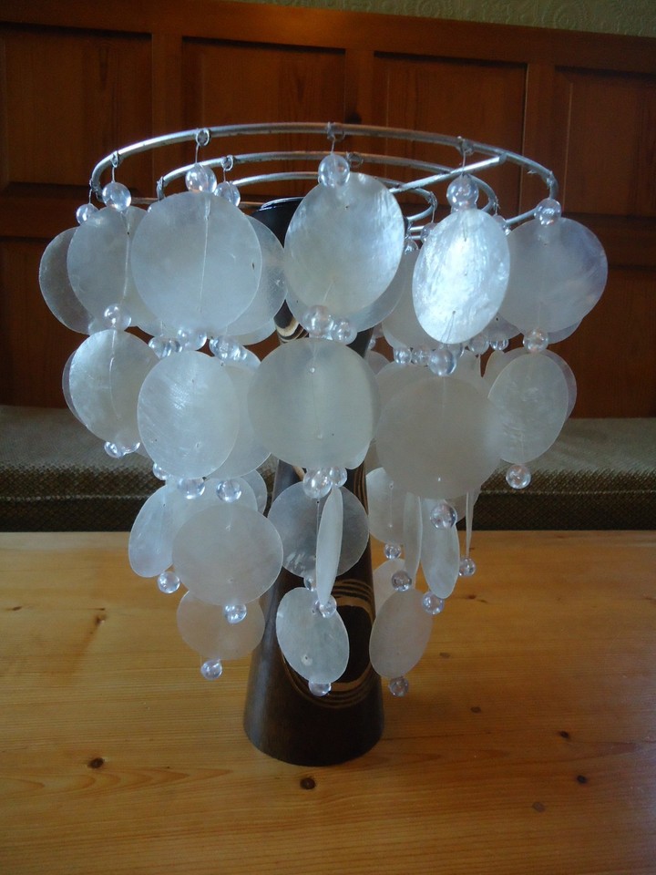 Vintage Capiz Shell Waterfall Pendant Light Shade in Natural Shell with ...