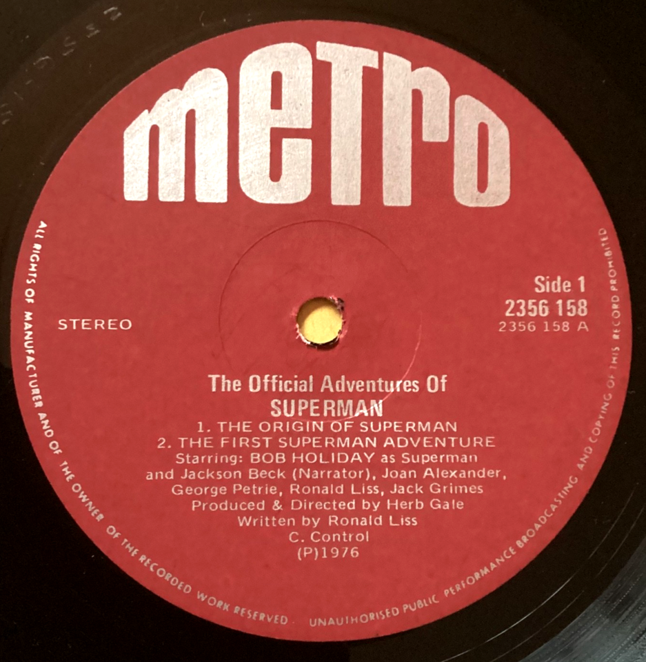 Superman The Official Adventures Of Superman Vinyl LP Rare 1976 South ...
