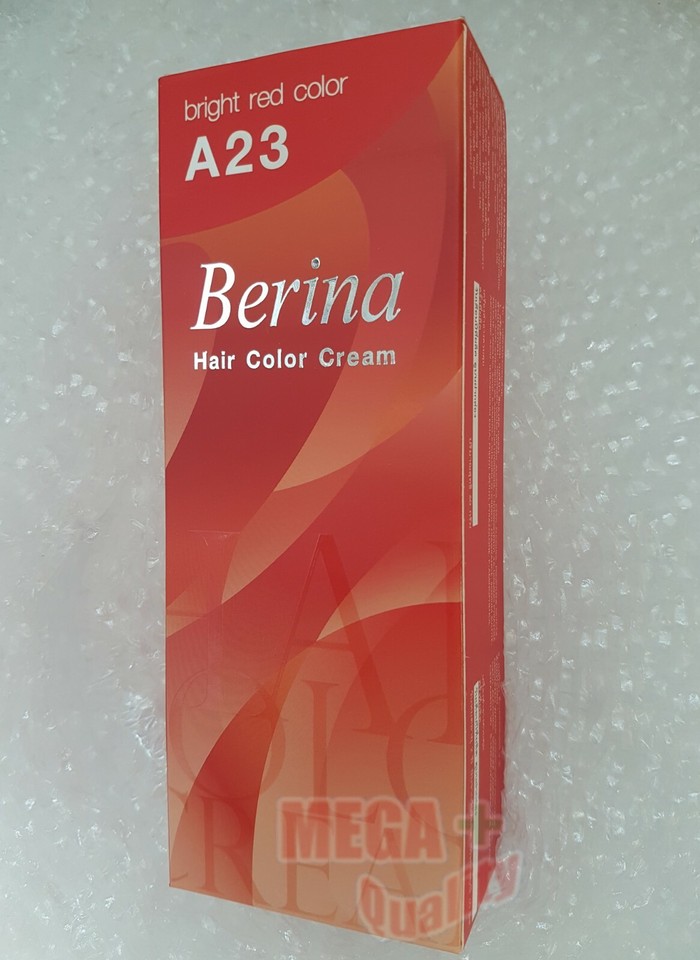 Berina Permanent Hair dye color cream # A23 Bright Red 8850398080342 ...