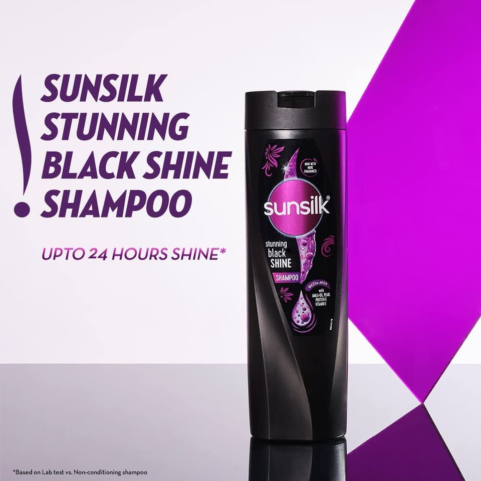 Sunsilk Stunning Black Shine Shampoo, With Amla+Oil, Pearl Protein ...